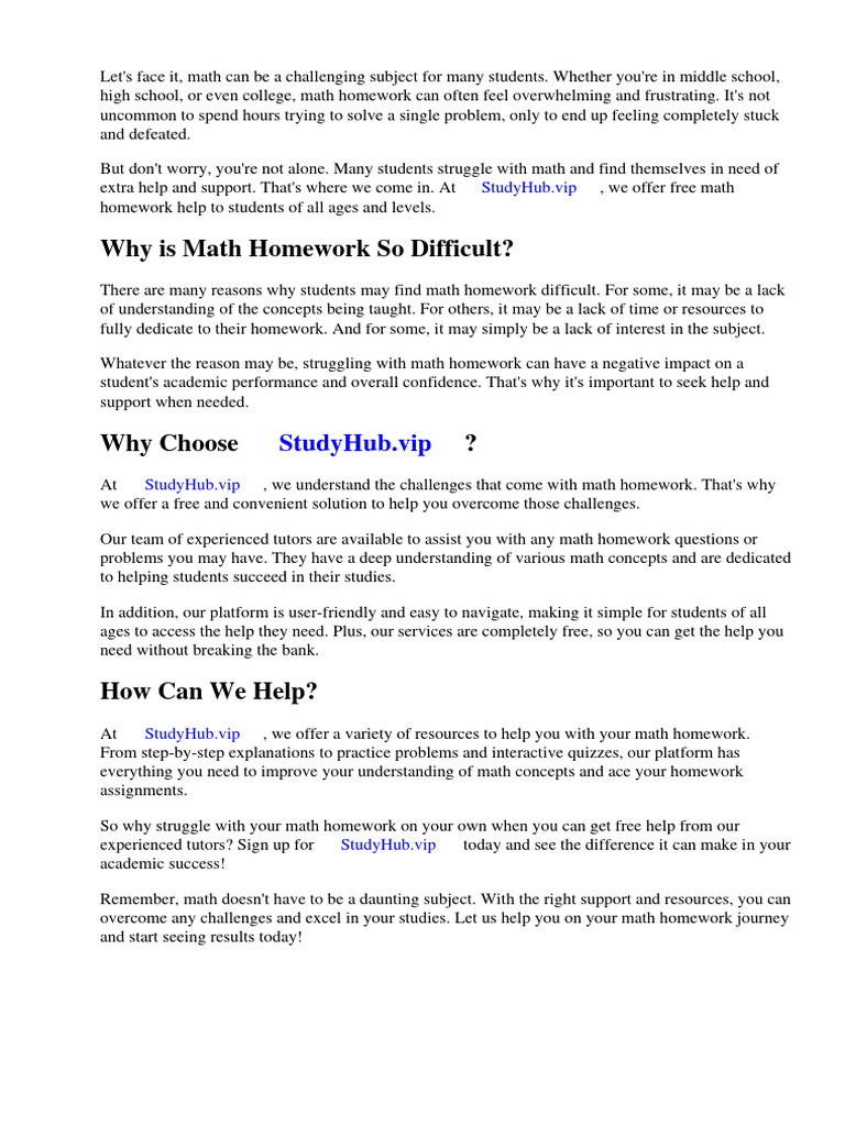 I Need Help On My Math Homework For Free | PDF | Mathematics | Homework