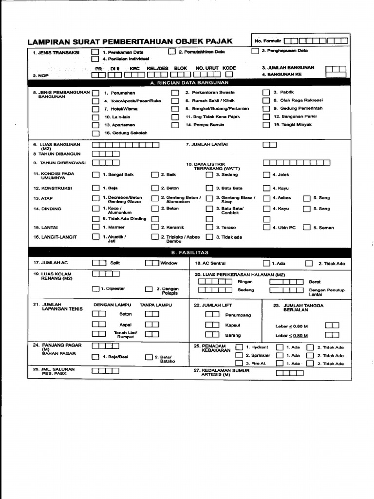 Formulir SPOP LSPOP PBB | PDF