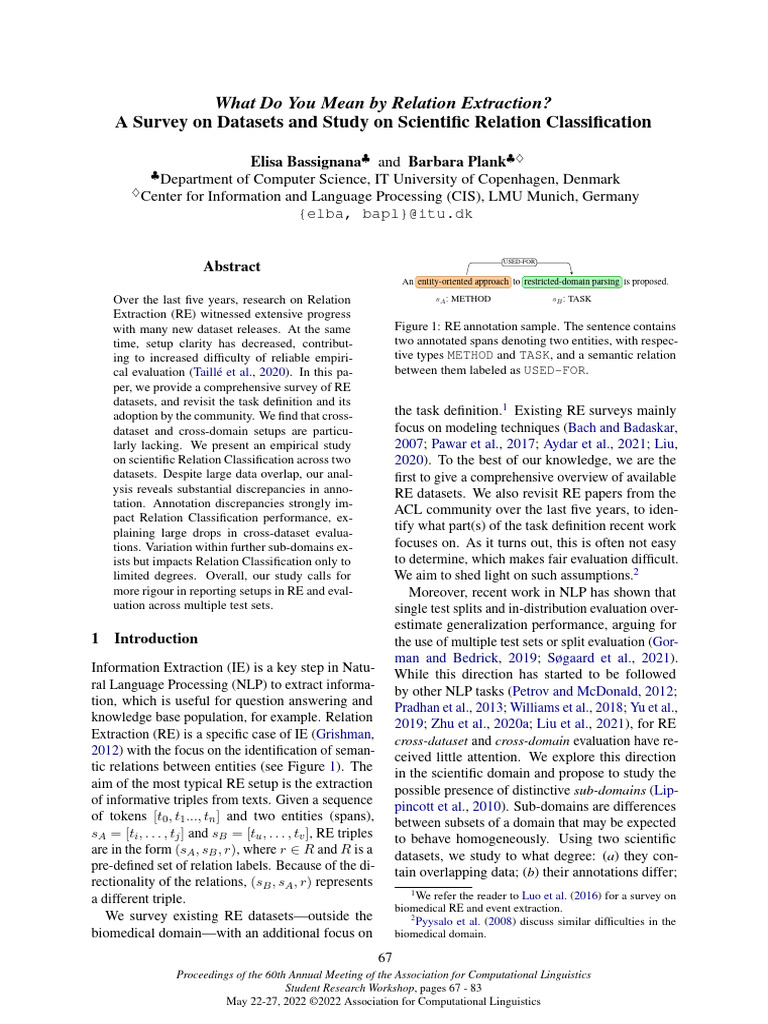 What Do You Mean by Relation Extraction? A Survey On Datasets and Study On Scientific Relation ...