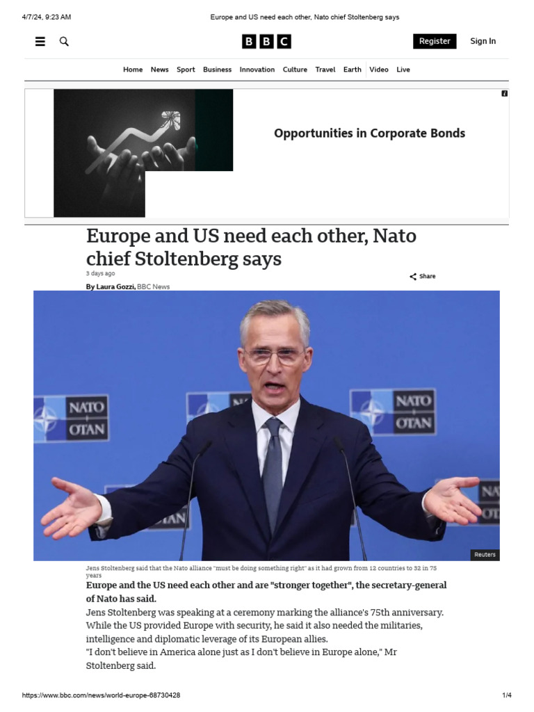 NATO's Unity: Europe & US Stronger Together | PDF | Nato | Ukraine