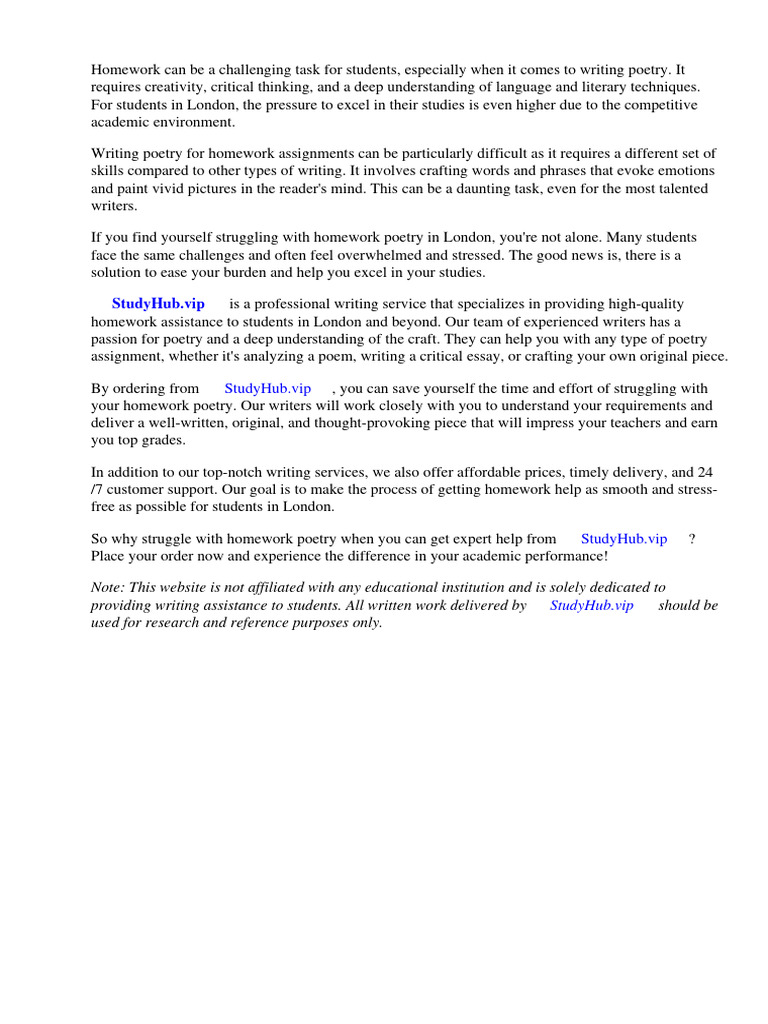 Homework Poetry London | Download Free PDF | Poetry | Homework
