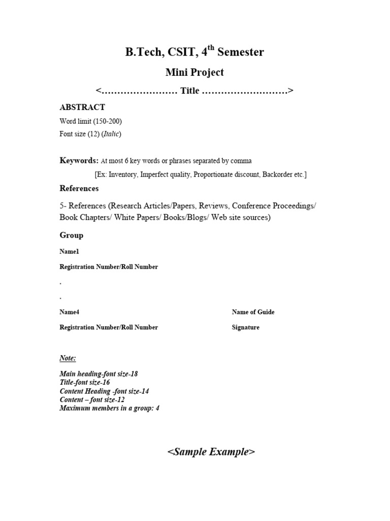 4th Sem CSIT Mini - Project - Abstract Format | PDF | Applied Mathematics