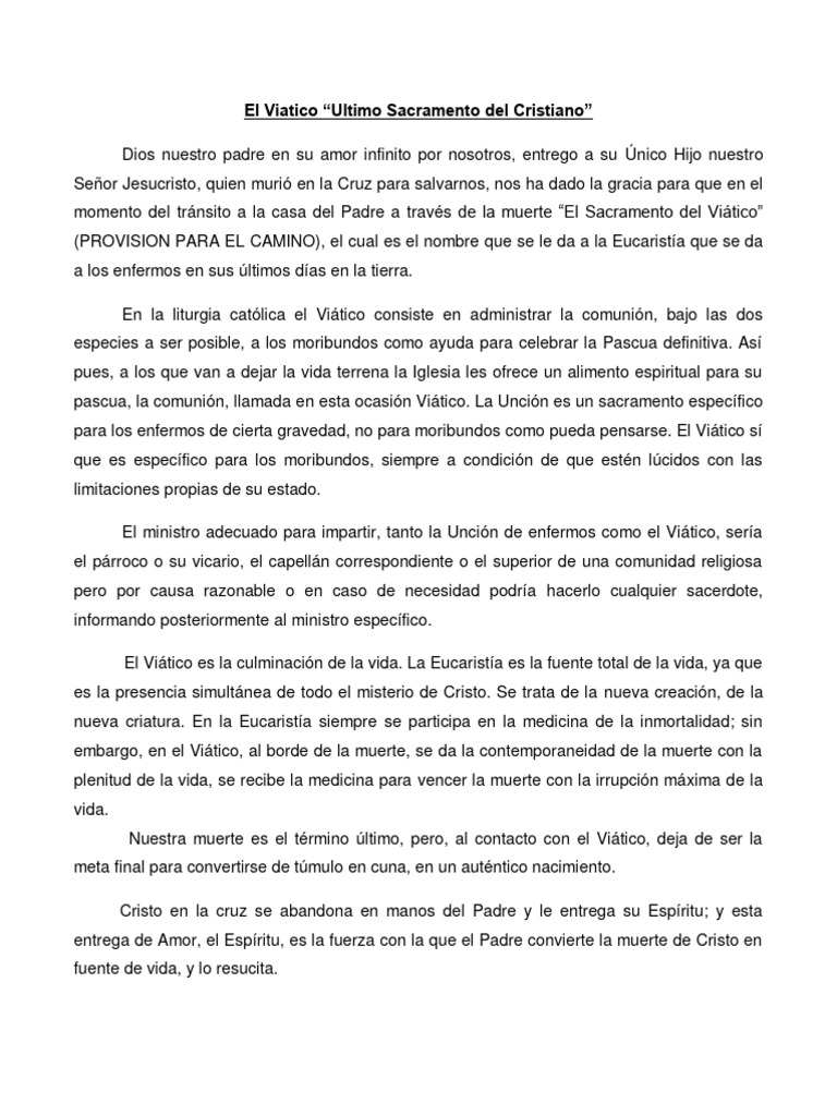 El Viatico | PDF | eucaristía | Sacramentos