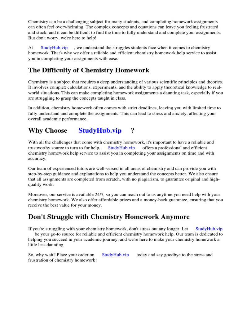 Chemistry Homework Helper | PDF | Chemical Substances | Chemistry