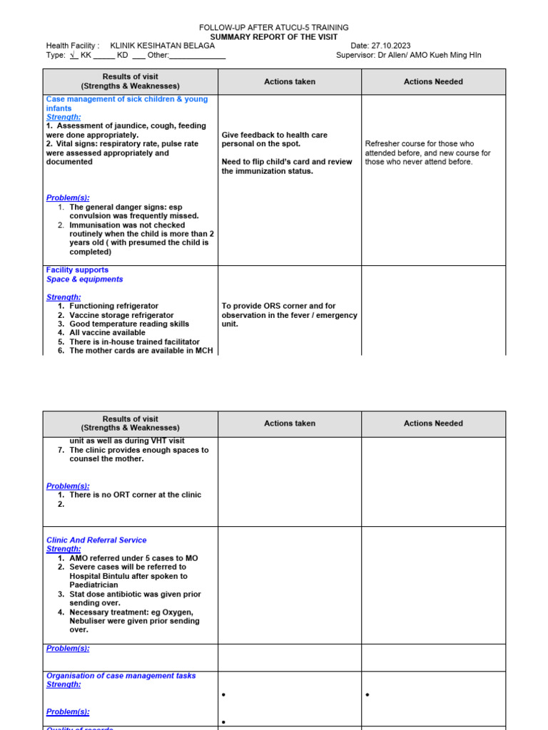 Atucu - 5 - Audit KK Belaga | PDF | Pediatrics | Public Health