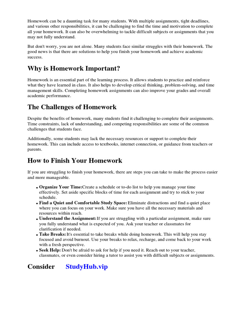 How Do I Finish My Homework | PDF | Homework | Teachers