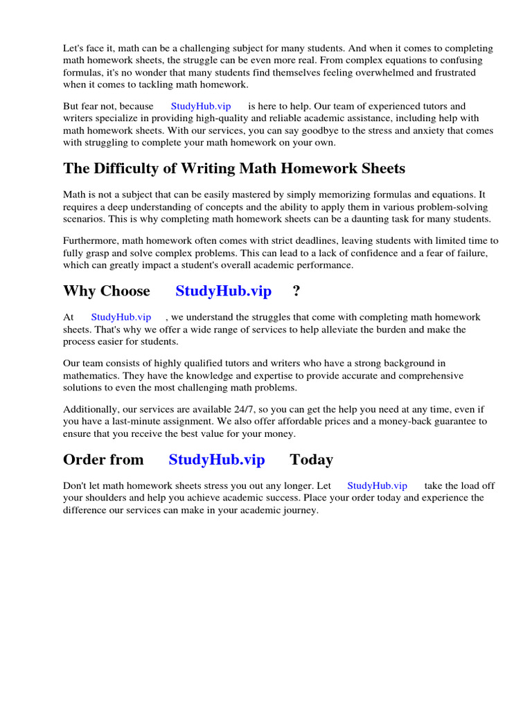 Math Homework Help for Students | PDF | Worksheet | Mathematics