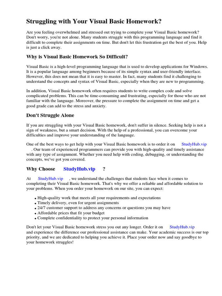 Do My Visual Basic Homework | PDF | Computer Programming | Object Oriented Programming
