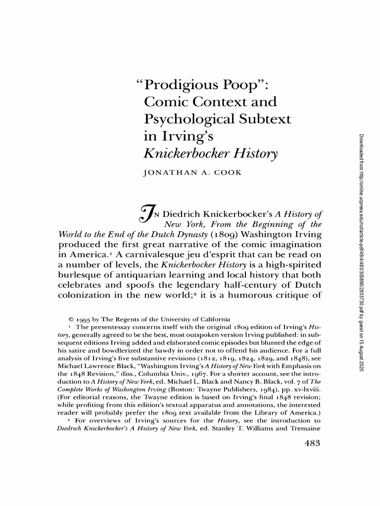 "Prodigious Poop": Comic Context and Psychological Subtext in Irving's ...