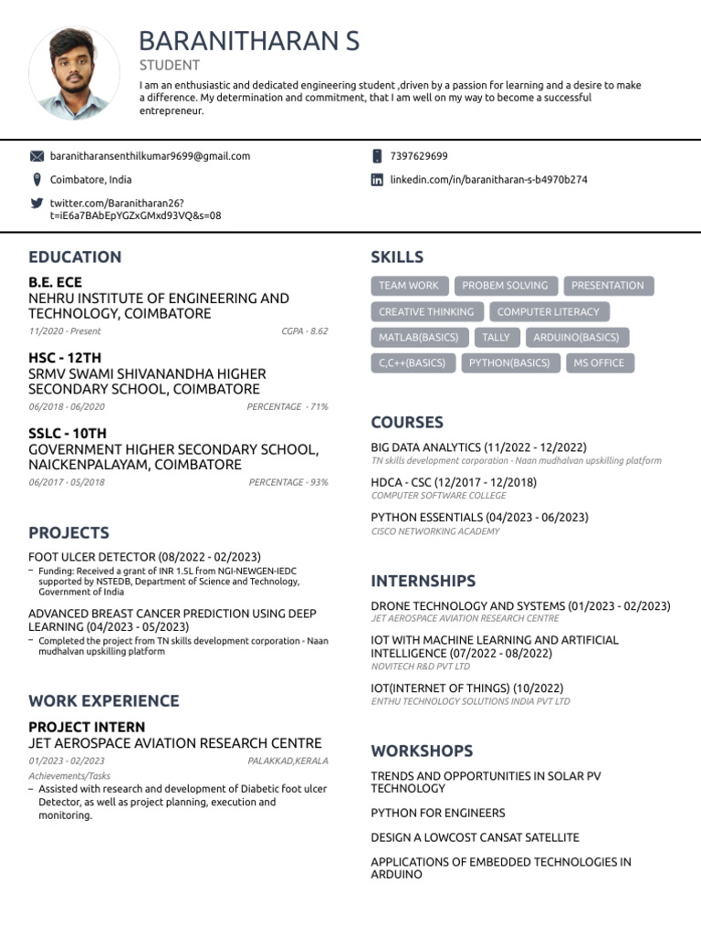 Engineering Student Profile and Projects | PDF | Internet Of Things | Computing