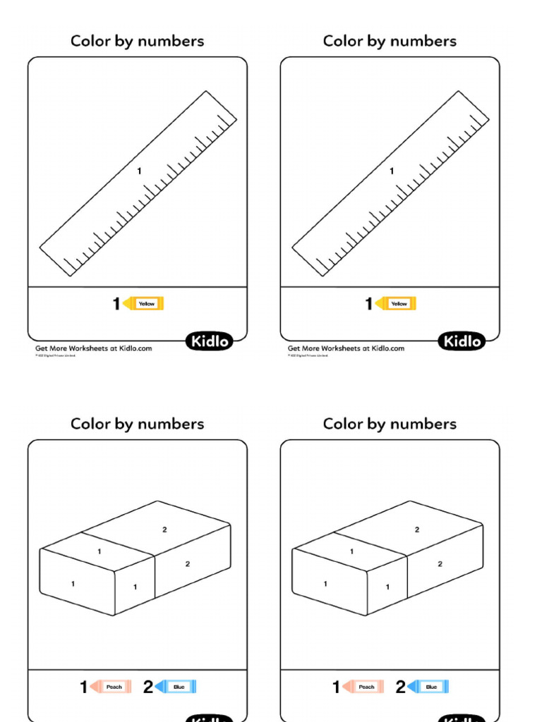 Color by Number School Objects | PDF