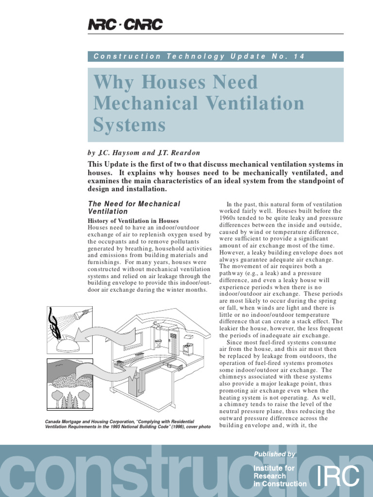NRCC - Why Houses Need Mechanical Ventilation Systems | PDF ...