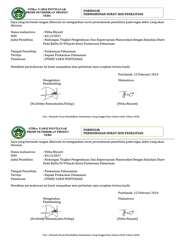Form Izin Penelitian Ners-Nitha Riyanti | PDF