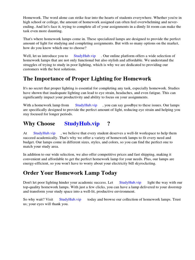 Homework Lamps | PDF | Lighting | Homework
