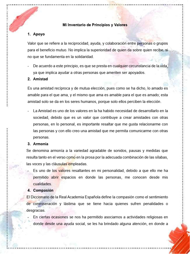 Inventario de Mis Principios y Valores | PDF | Moralidad | Justicia
