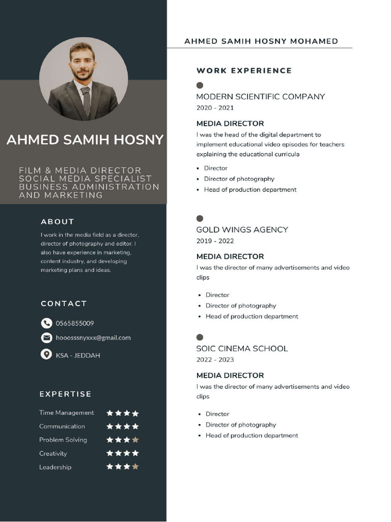 Ahmed Samih Hosny - CV (F&M) | PDF