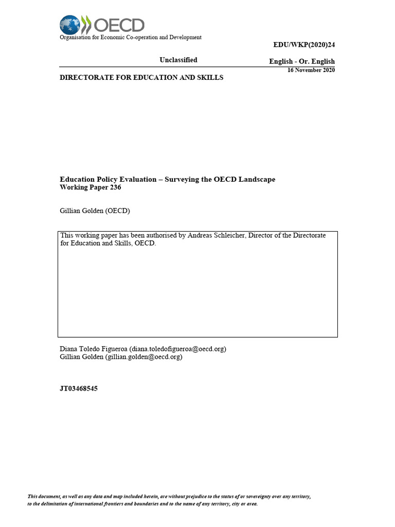 2020 OECD EDU-WKP (2020) 24.en | PDF | Evaluation | Education Policy