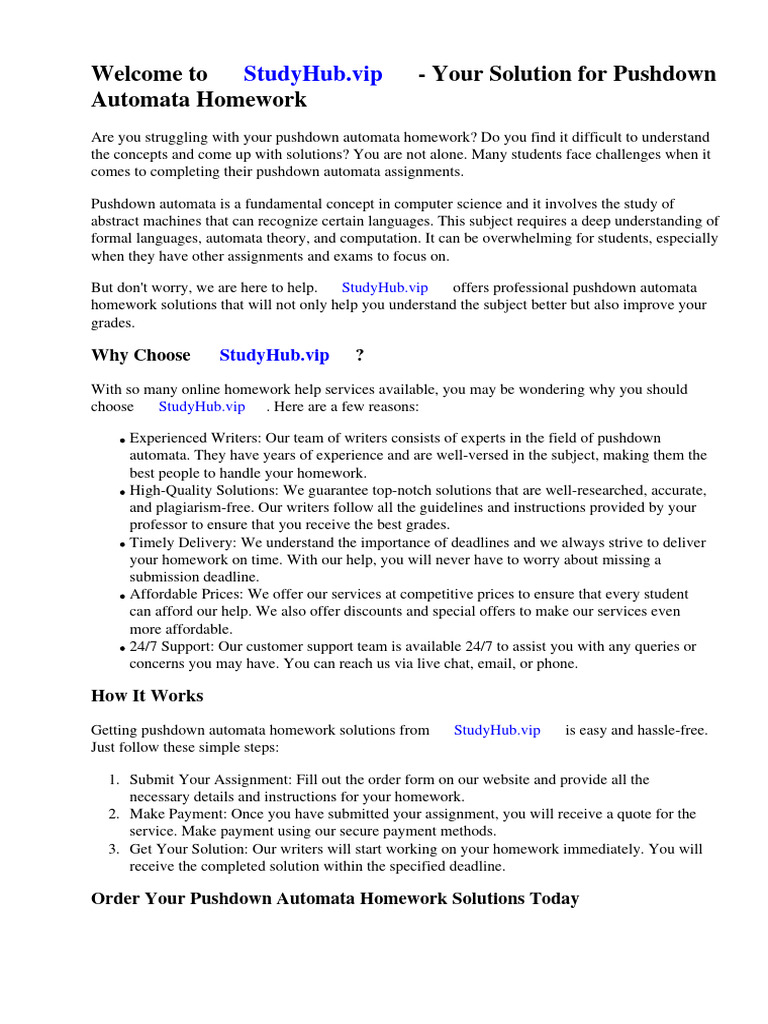 Pushdown Automata Homework Solutions | Download Free PDF | Mathematical Logic | Syntax (Logic)