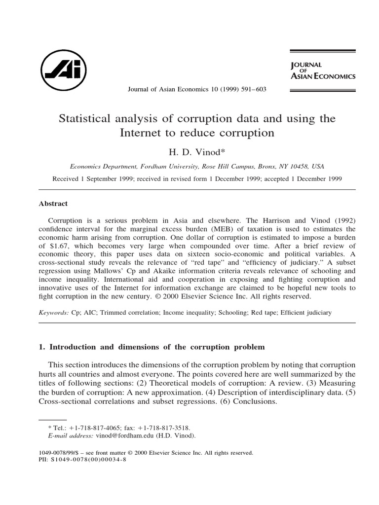 Statistical Analysis of Corruption | PDF | Mean Squared Error | Errors And Residuals