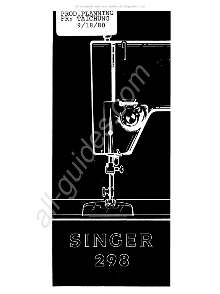 Singer 298 Sewing Machine Instruction Manual | PDF | Business | Computers