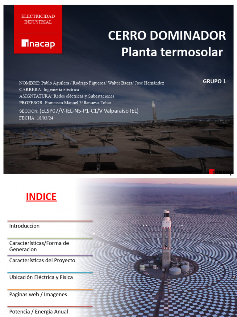 Planta Termosolar Cerro Dominador | PDF | Generación eléctrica | Naturaleza