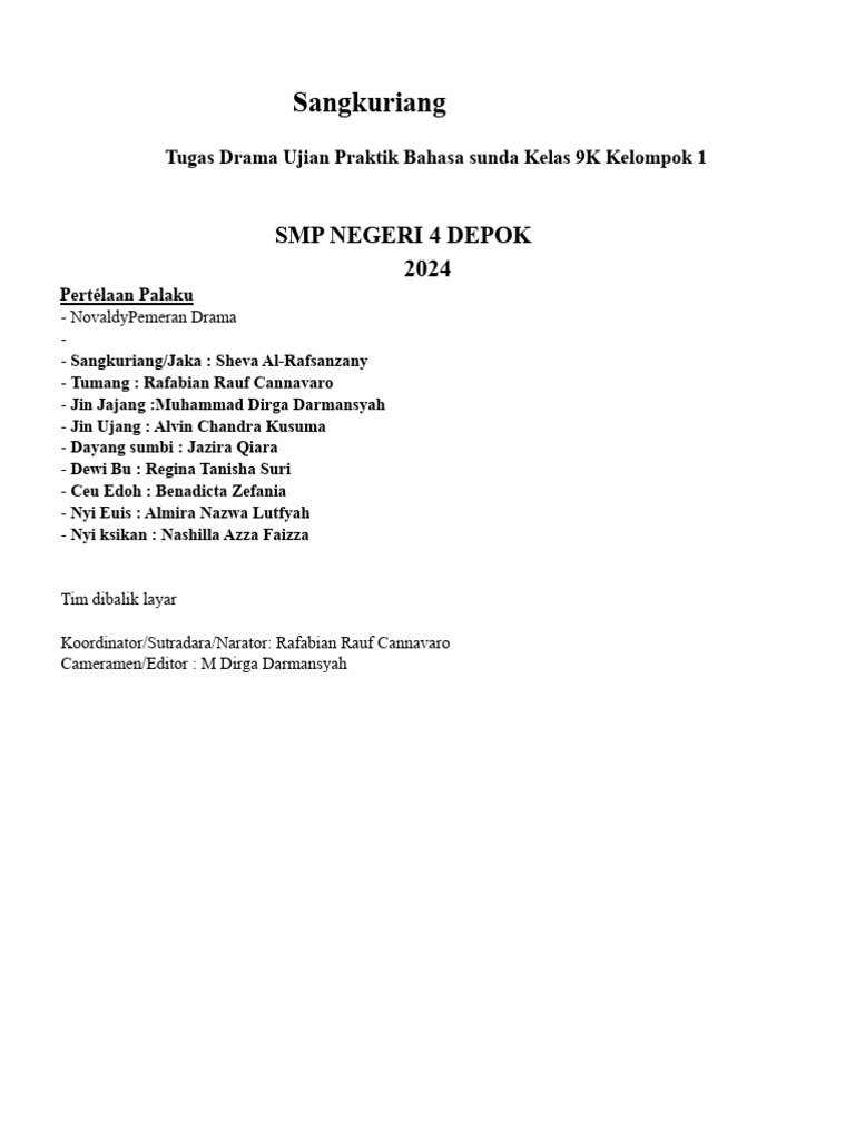 Sangkuriang Kelompok 1 9K | PDF