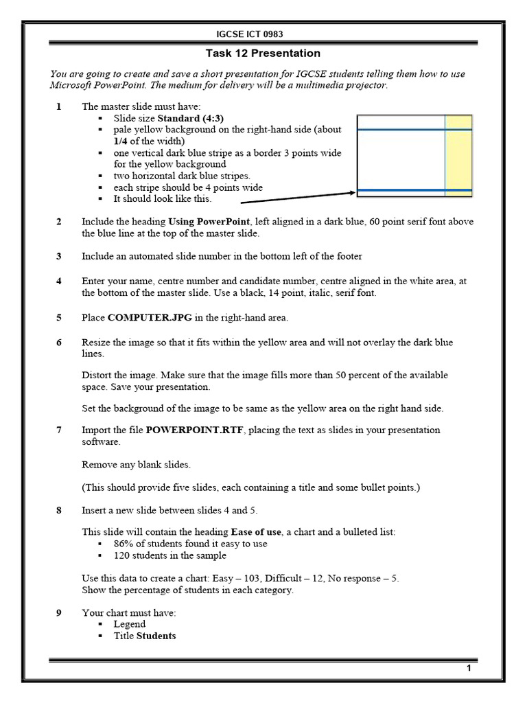 Powerpoint Task 12 Instructions | PDF | Typefaces | Microsoft Power Point
