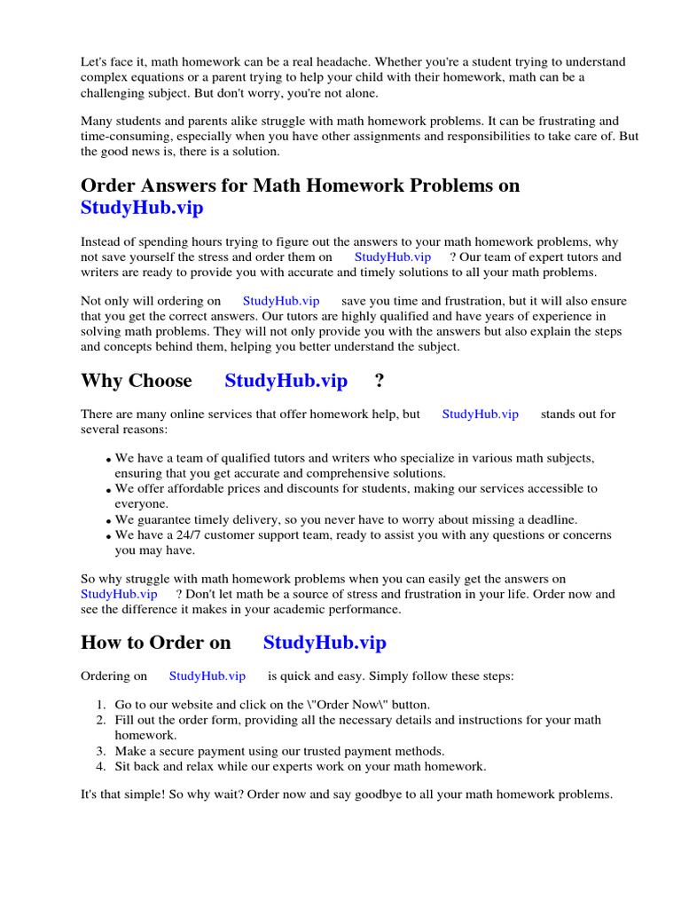 Answers For Math Homework Problems | PDF | Mathematics | Worksheet
