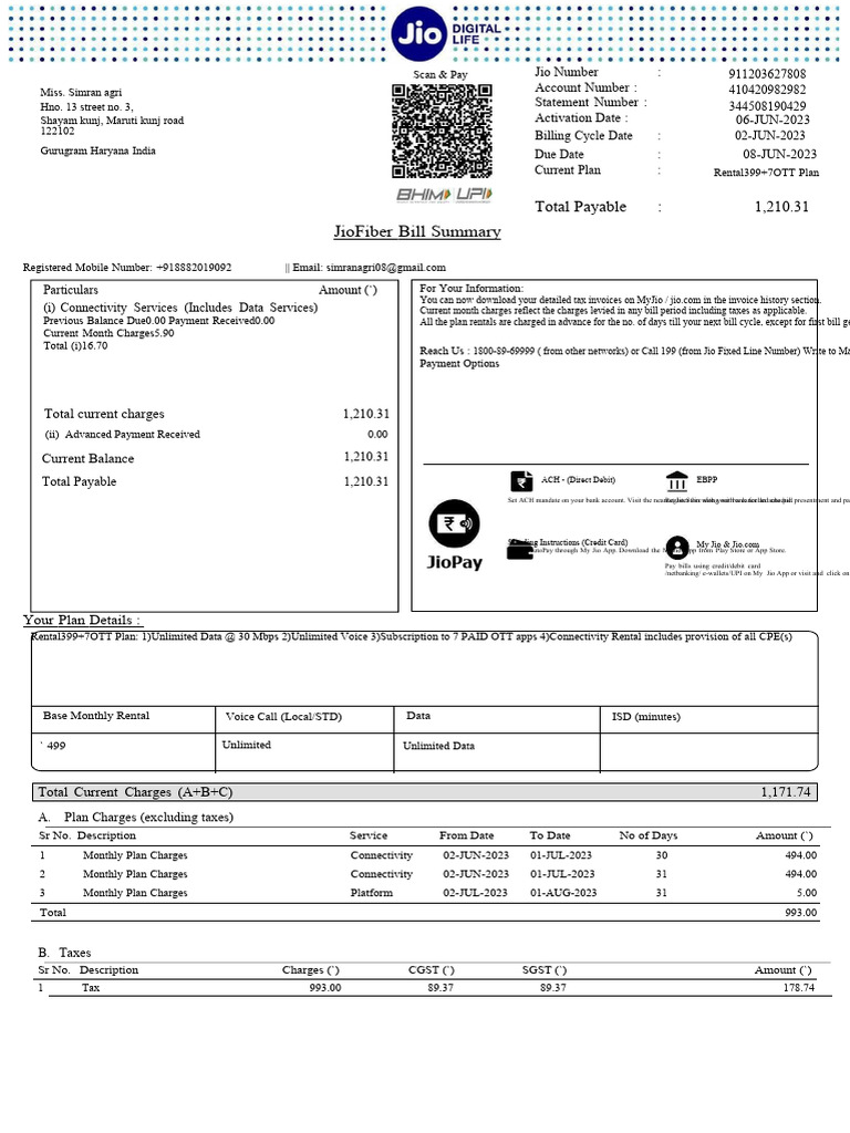 Wifi June Bill | Download Free PDF | Payments | Cheque