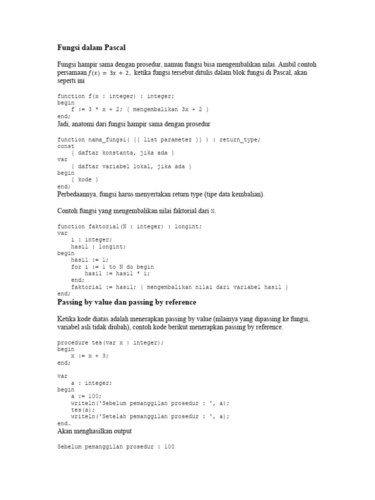 Fungsi dan Rekursif dalam Pascal | PDF