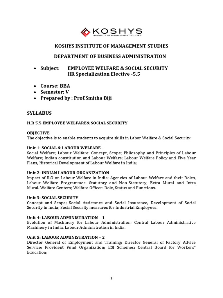 EWSS Unit-1-5 Full Notes | PDF | International Labour Organization ...