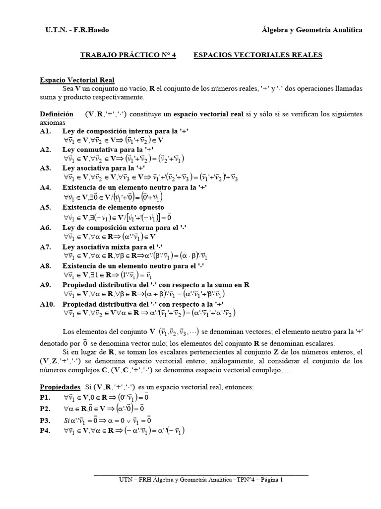 AyGA TP4 2020 | PDF | Espacio vectorial | Base (álgebra lineal)