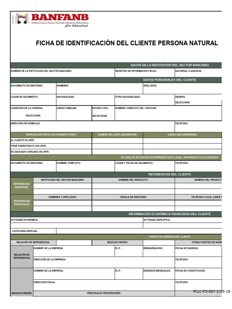 Ficha de Identificación del Cliente Bancario | PDF | Documento de ...
