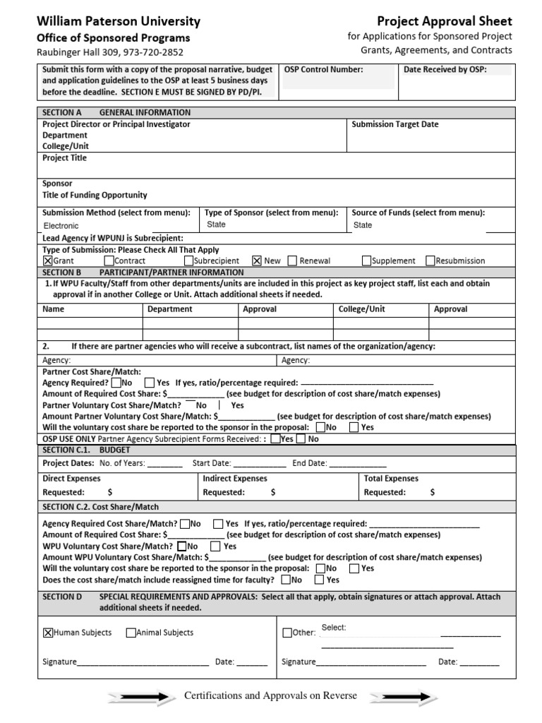 Project Approval Sheet for Grants | PDF | Regulatory Compliance ...