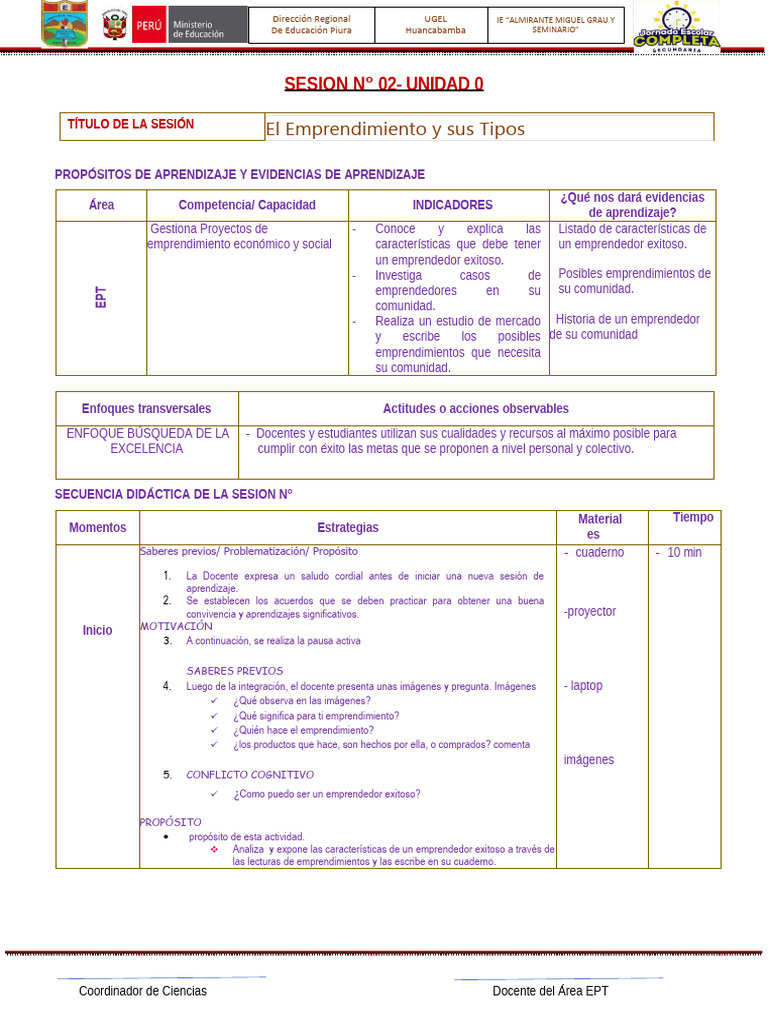 Sesion 2 - Unidad 0 - Ept | PDF | Iniciativa empresarial | Maestros