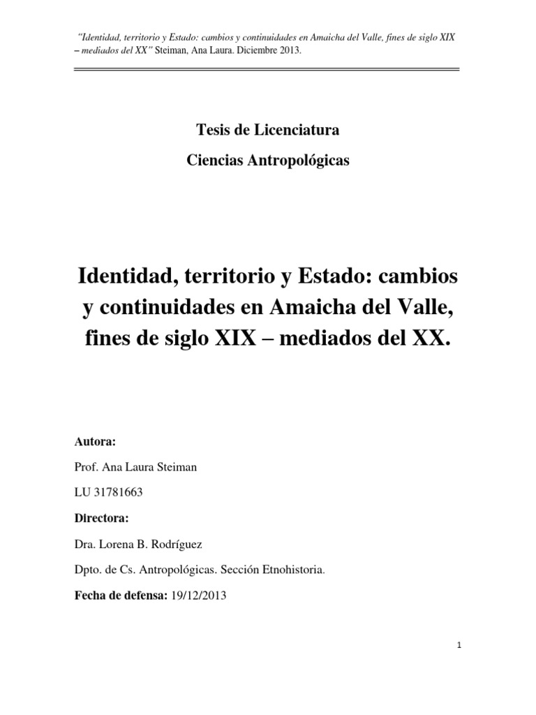 Steiman - Tesis | PDF | Antropología | Historiografía
