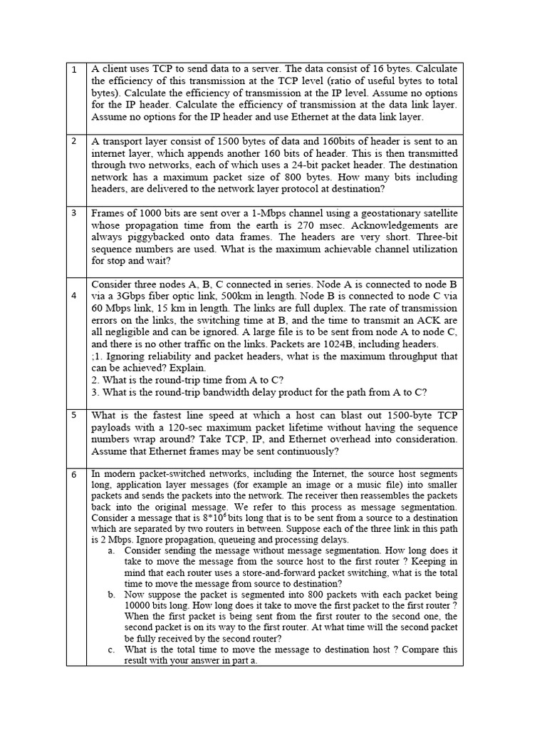 ACN Examples 2024 - 1 | PDF | Transmission Control Protocol | Packet Switching