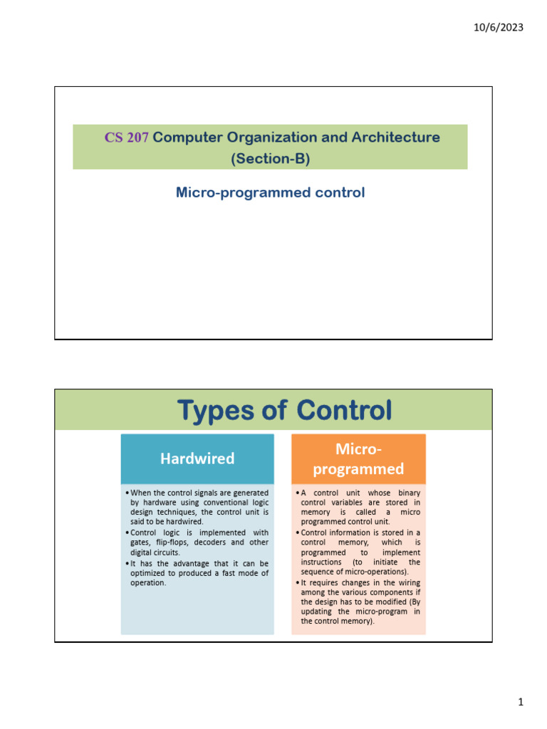 Micro Programed Control Unit | PDF | Computer Engineering | Computing Micro Programed Control Unit | PDF | Computer Engineering | Computing