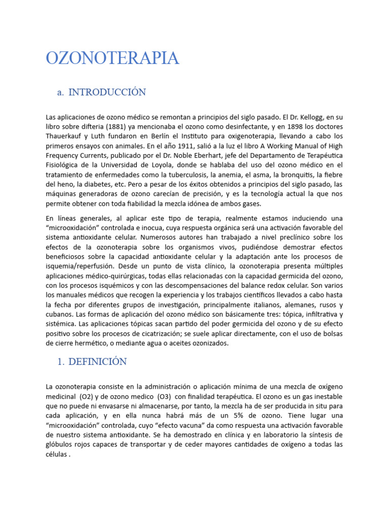 Beneficios y Aplicaciones de la Ozonoterapia | PDF | Antioxidante | Especialidades Medicas