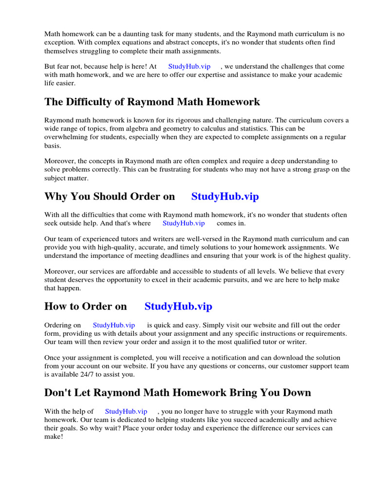 Raymond Math Homework | PDF | Mathematics | Arithmetic