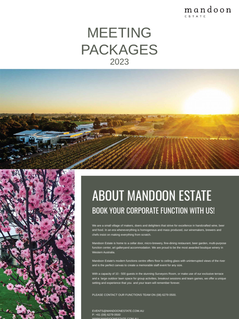 Mandoon Estate Corporate Meeting Packages | PDF | Lunch | Meal