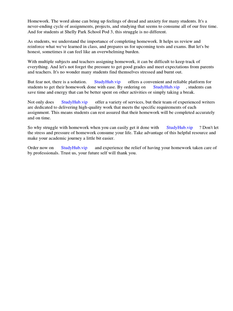 Shelly Park School Pod 3 Homework | PDF | Homework