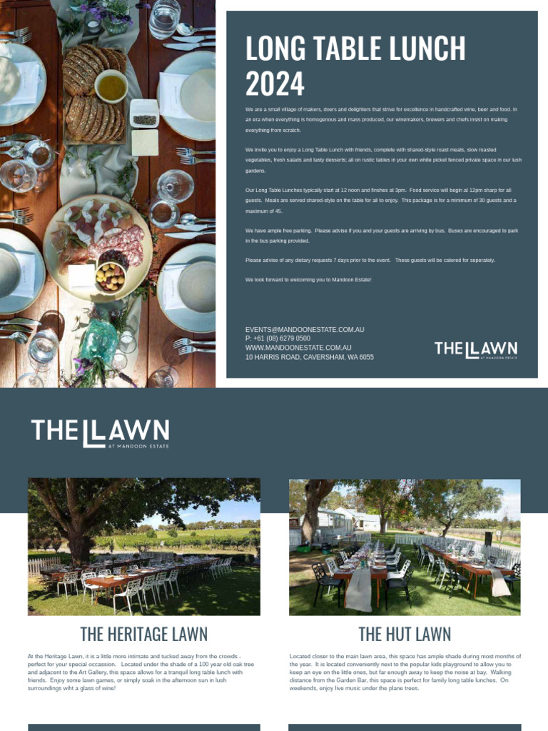 Long Table Lunch Mandoon Estate 2024 | PDF | Drink | Lunch