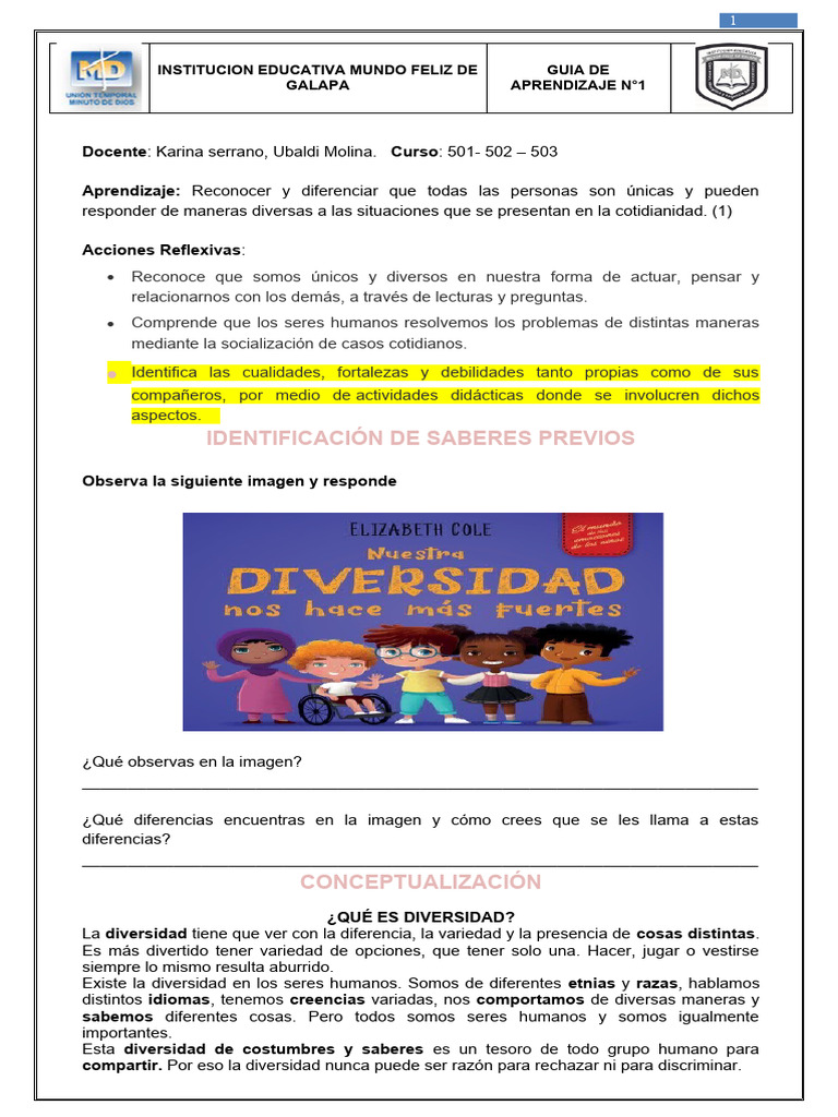 Guia 1 Edfi Grado 5 | Descargar gratis PDF | Aprendizaje | Tolerancia