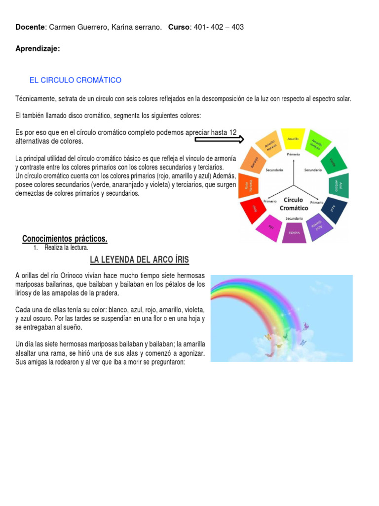 Guia 1 Arte 4° | PDF | Color | Matiz