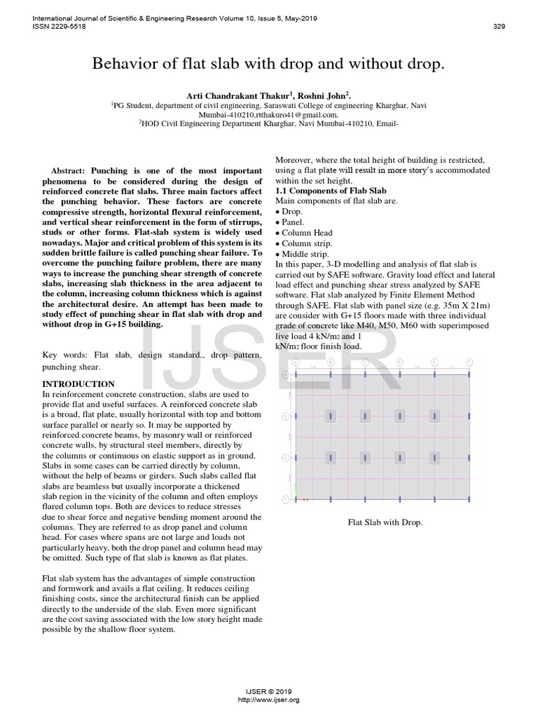 Behavior of Flat Slab With Drop and Without Drop | PDF | Concrete | Bending
