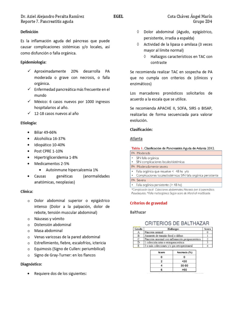 Pancreatitis Aguda - Cota Chávez Ángel Marín | PDF | Causas de la ...