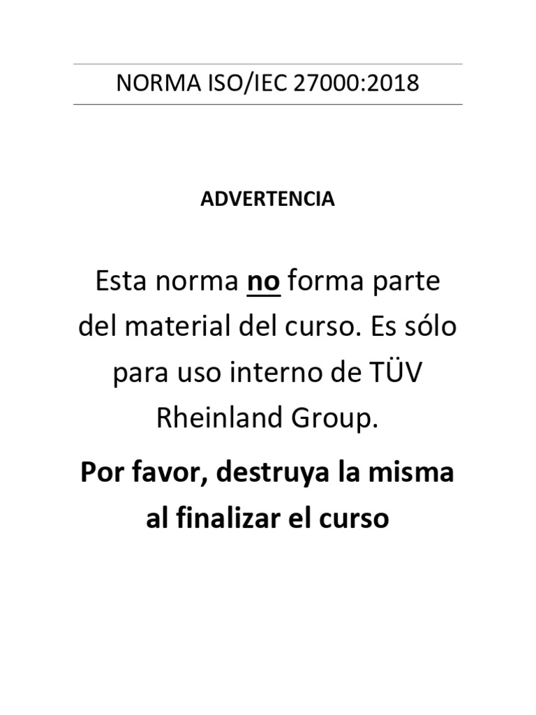 Norma ISO/IEC 27000:2018 - Vocabulario SGSI | PDF | Seguridad de ...