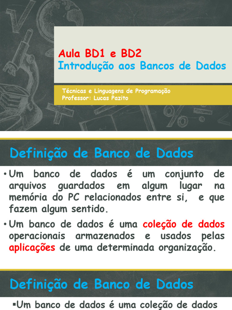 Aula 21 e 22 - Introdução Aos Banco de Dados | PDF | Bancos de dados ...