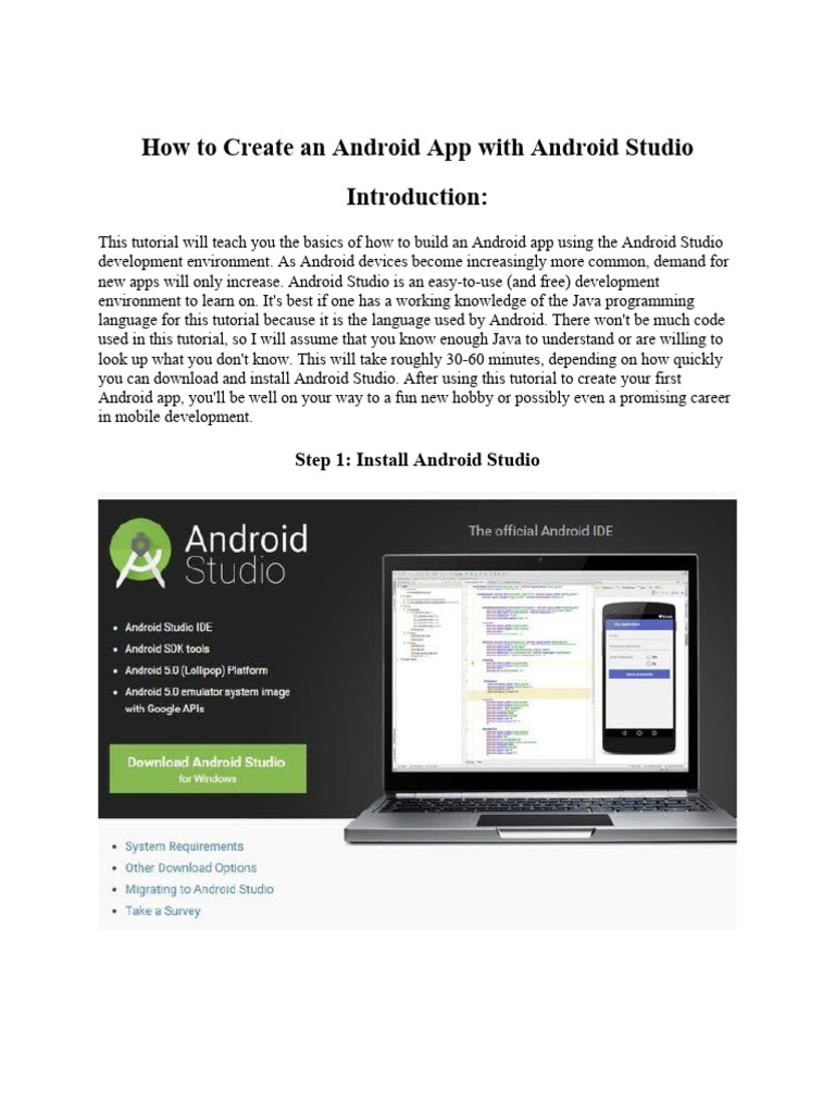 7. Creating an Android App with Android Studio | PDF | Android (Operating System) | Mobile App